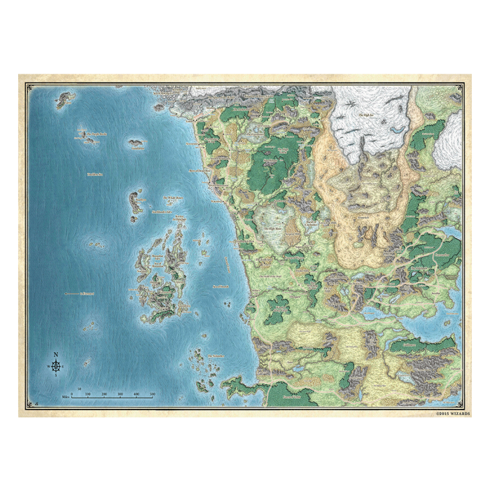 D&D5 Faerun Realm and Sword Coast Map (27"x32")- Kraken